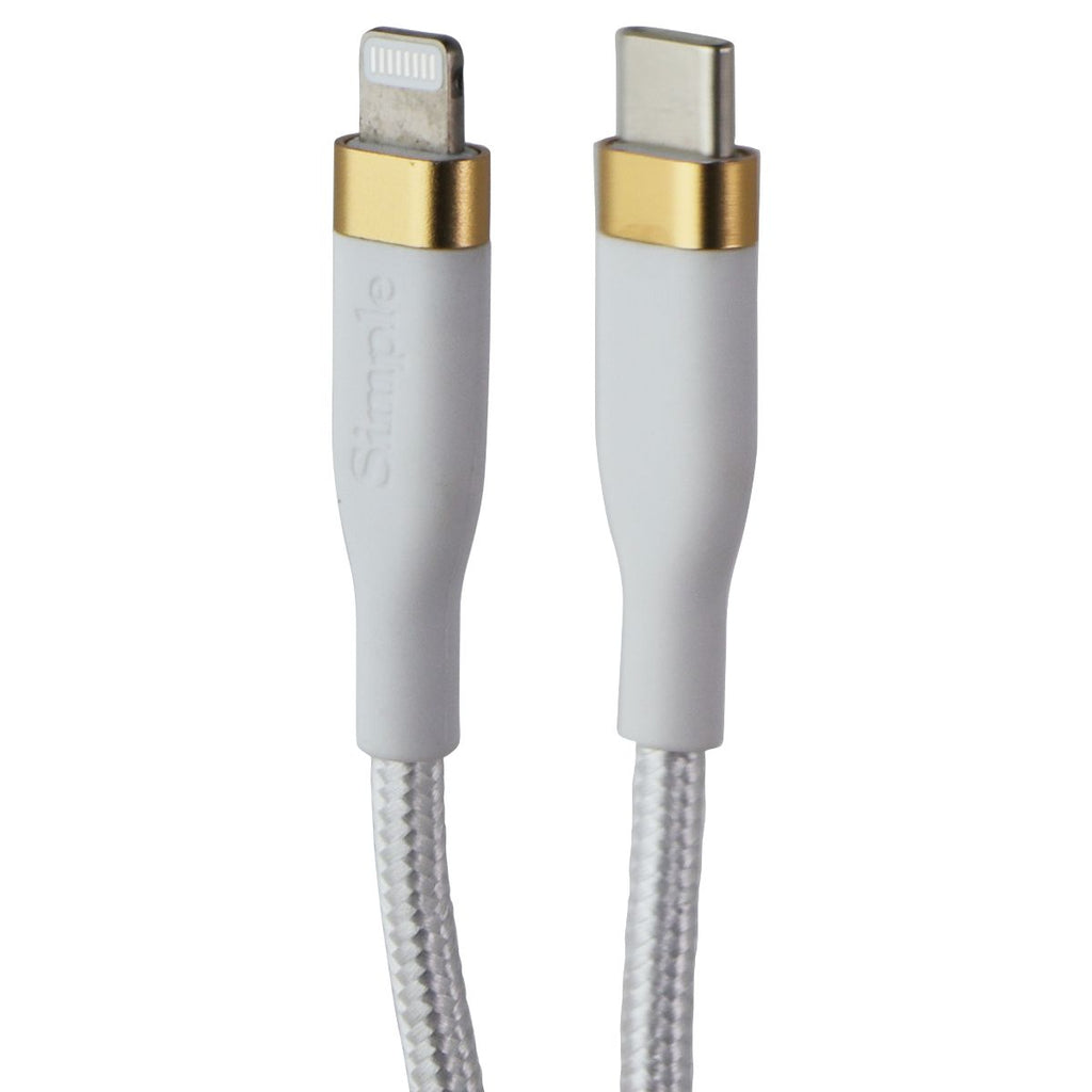 S. Simple (10-Ft) USB-C to 8-Pin Tough-Knit Braided Cable - White/Gold