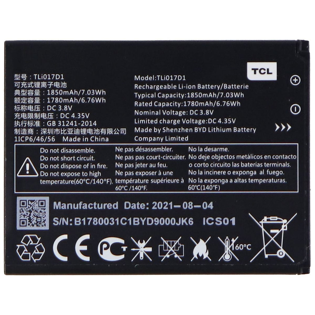 TCL Replacement Battery TLi017D1 1850mAh 4.35V for TCL Alcatel